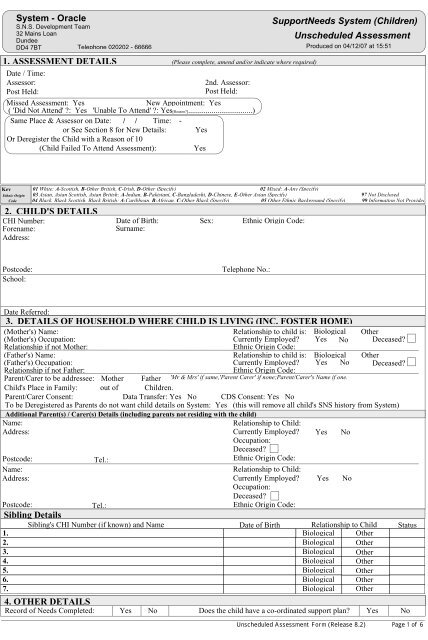 SNS assessment form - Information Services Division