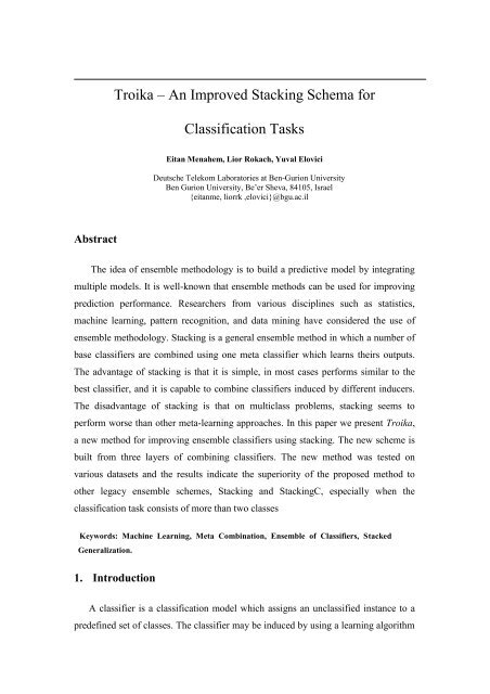 Troika - An improved stacking schema for classification tasks