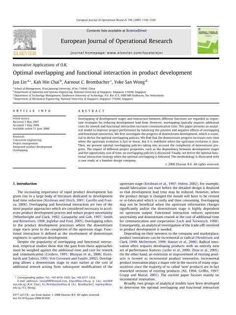 Optimal overlapping and functional interaction in product development