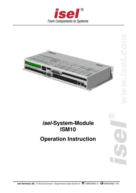 isel-System-Module ISM10 Operation Instruction