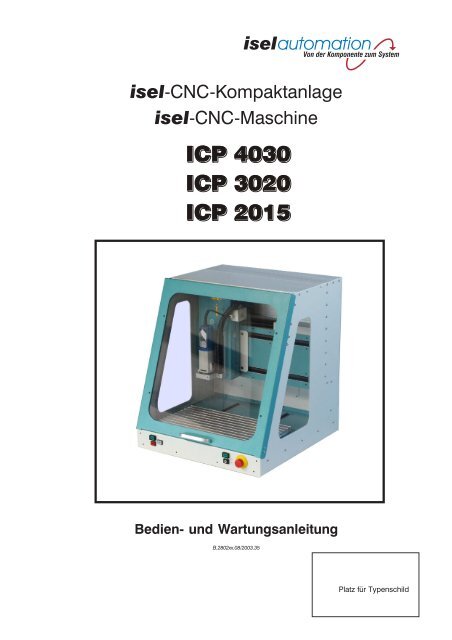 ICP 4030 ICP 3020 ICP 2015 - Bedienungsanleitungen / Manuals isel