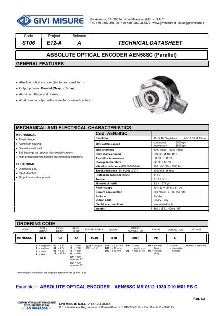ST06 E12-A A TECHNICAL DATASHEET ABSOLUTE OPTICAL ...