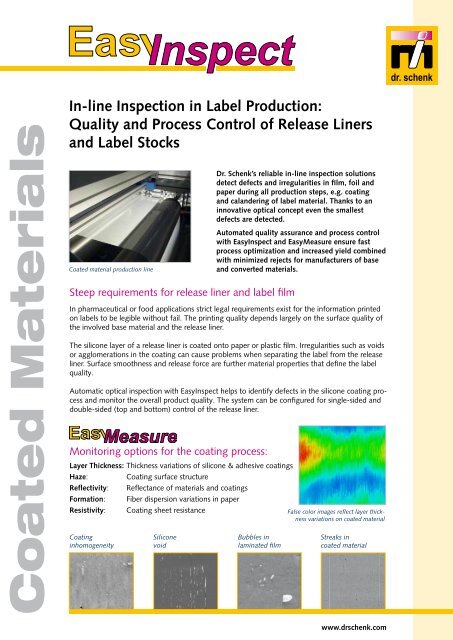 In-line Inspection in Label Production - Dr. Schenk Inspection Systems