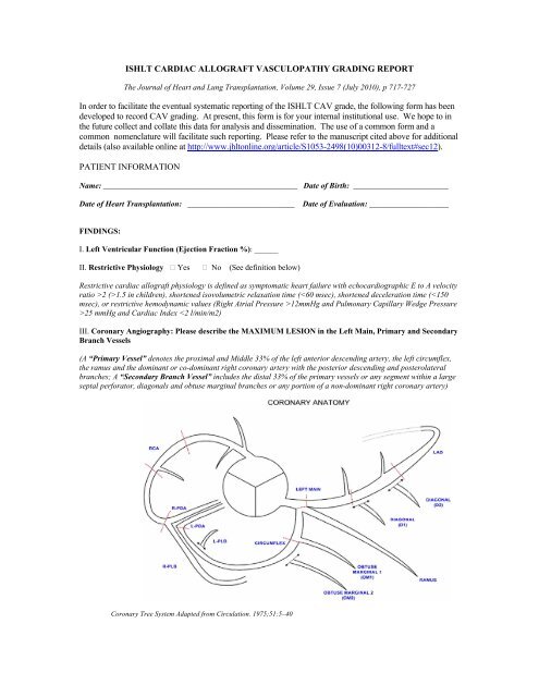 ISHLT CARDIAC ALLOGRAFT VASCULOPATHY GRADING ...