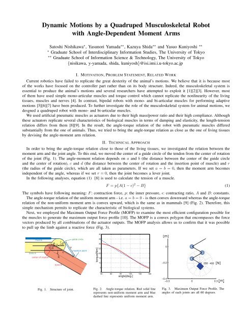 Dynamic Motions by a Quadruped Musculoskeletal Robot with Angle