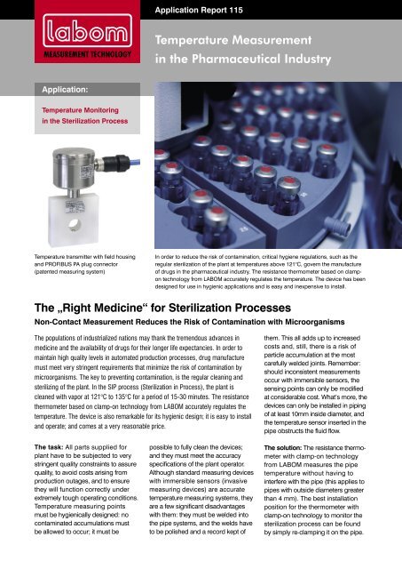 Labom : Temperature Measurement in the Pharmaceutical Industry