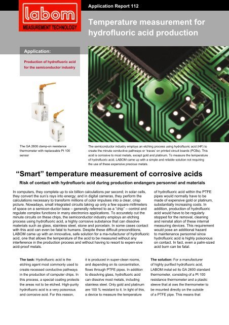 Labom : Temperature measurement for hydrofluoric acid production