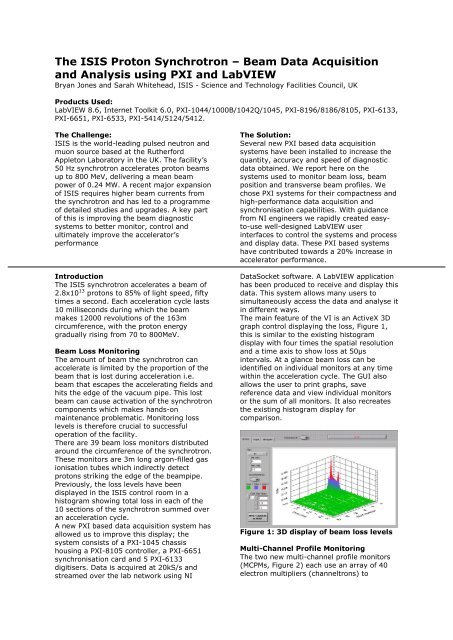 The ISIS Proton Synchrotron â Beam Data Acquisition and Analysis ...