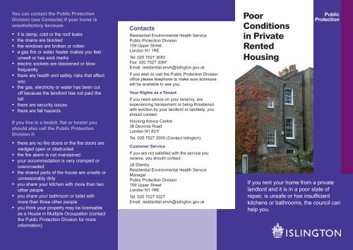 Poor Housing Conditions Leaflet - Islington Council