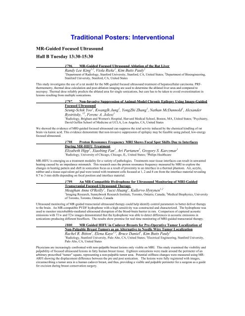 Traditional Posters: Interventional - ismrm