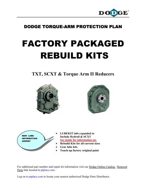 TXT, SCXT & Torque Arm II Reducers - Dodge-pt.com