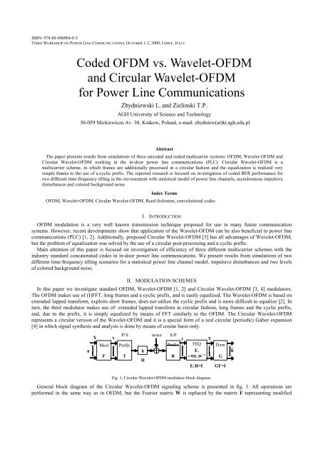 Coded OFDM vs. Wavelet-OFDM and Circular Wavelet ... - ISPLC