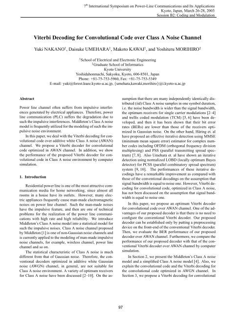 Viterbi Decoding For Convolutional Code Over Class A Isplc