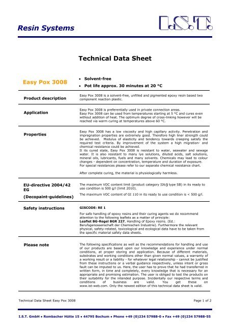 Resin Systems Technical Data Sheet - Ist-web.com