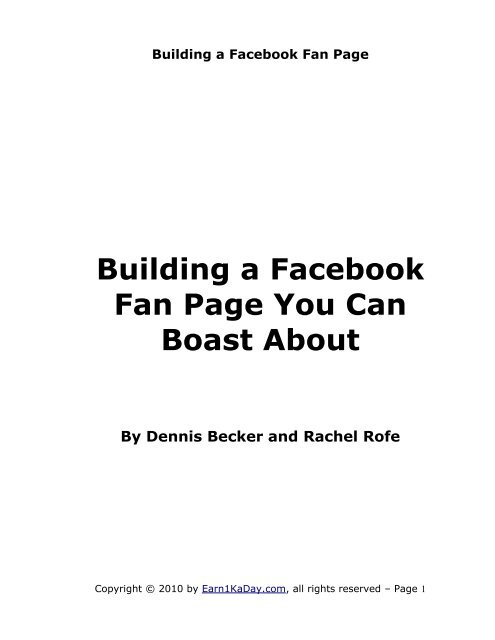 Building a Facebook Fan Page You Can Boast About
