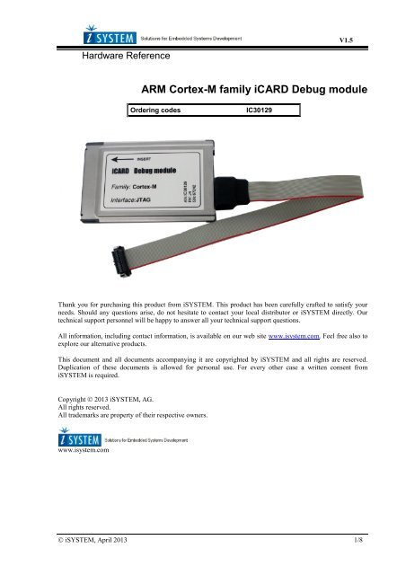 ARM Cortex-M family iCARD Debug module - iSYSTEM