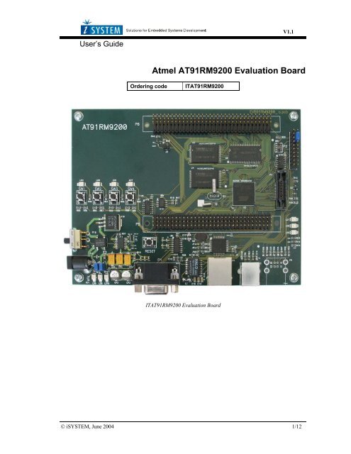 Atmel AT91RM9200 Evaluation Board - iSYSTEM