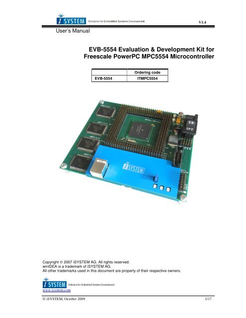 Freescale MPC5554 Target Board - iSYSTEM