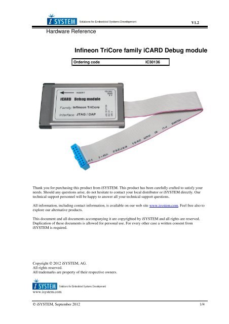 Infineon TriCore iCARD 1.2 - iSYSTEM