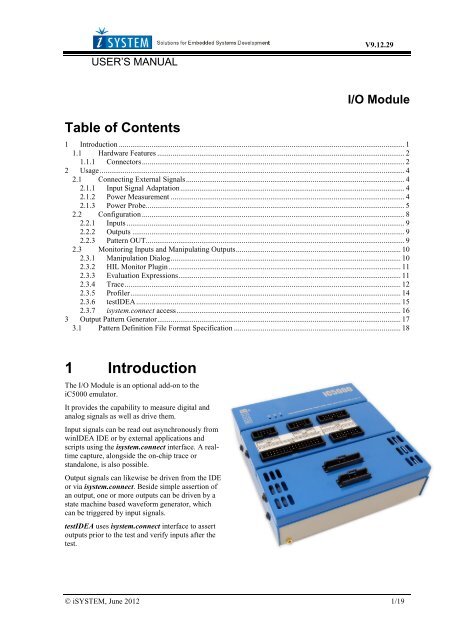 IC5000 I/O Module V9.12.29 - iSYSTEM