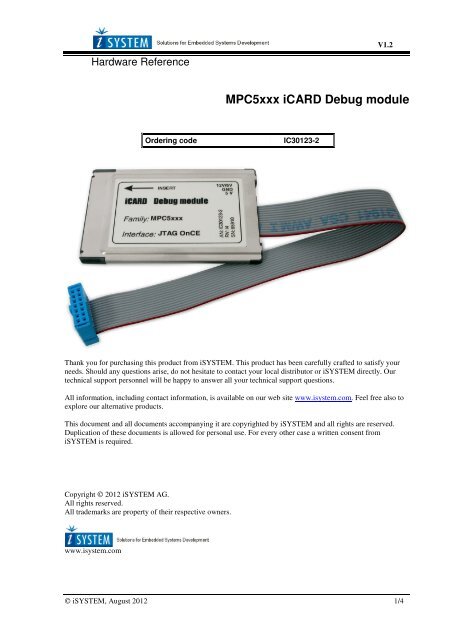 MPC55xx iCARD 1.2 - iSYSTEM