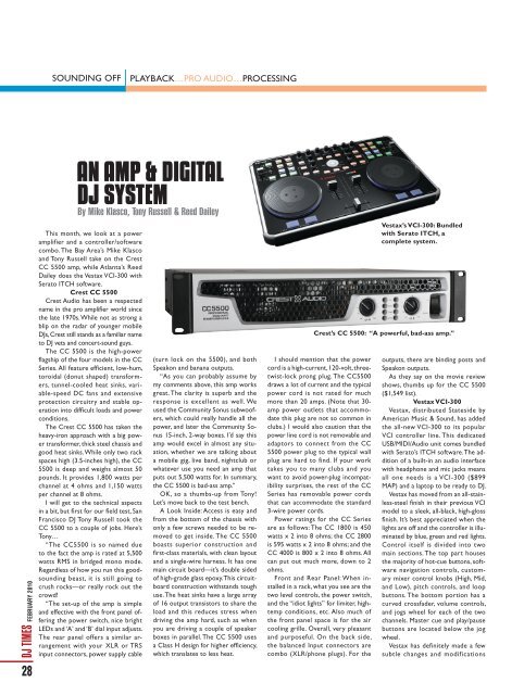 An Amp & Digital DJ System - Crest Audio