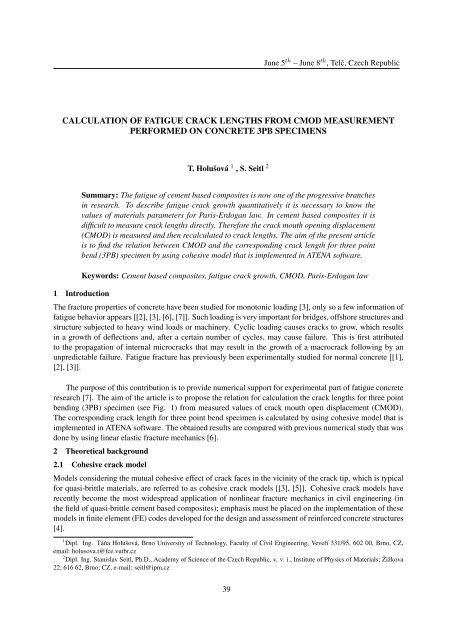 calculation of fatigue crack lengths from cmod measurement ...