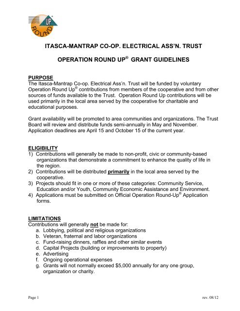 Operation Round Up® Grant Application Form - Itasca-Mantrap