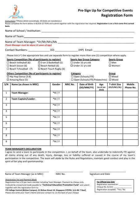 Registration Form - Institute of Technical Education