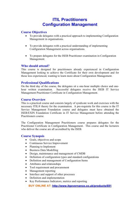 ITIL Practitioners Configuration Management