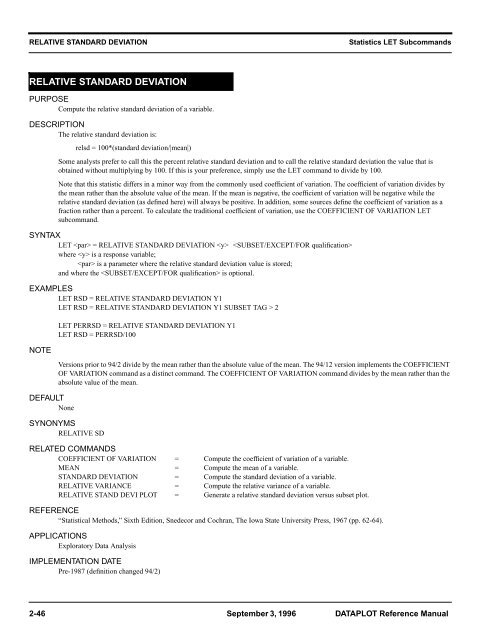 RELATIVE STANDARD DEVIATION RELATIVE STANDARD DEVIATION