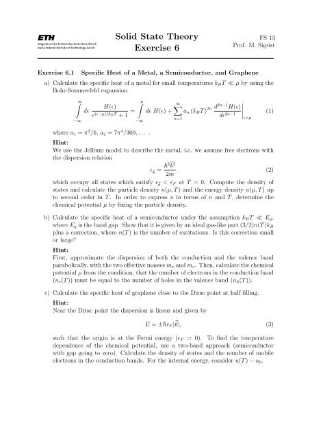 Solid State Theory Exercise 6