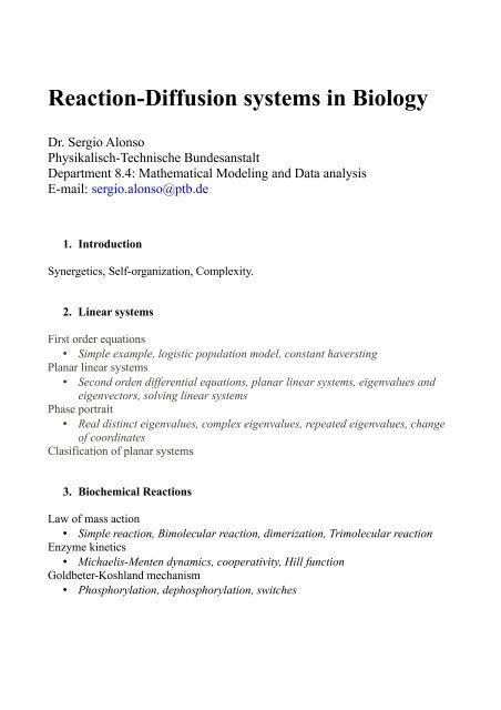 Reaction-Diffusion systems in Biology