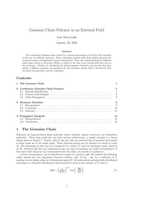 Gaussian Chain Polymer in an External Field