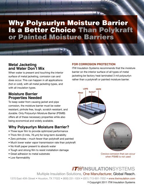 Why Polysurlyn Moisture Barrier? - ITW Insulation Systems