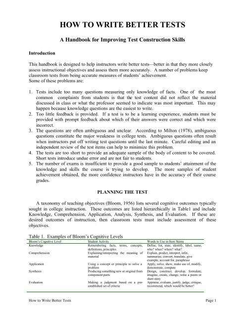 How to Write Better Tests (PDF) - Indiana University