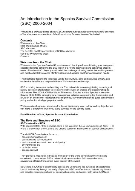 An Introduction to the Species Survival Commission ... - IUCN/SSC