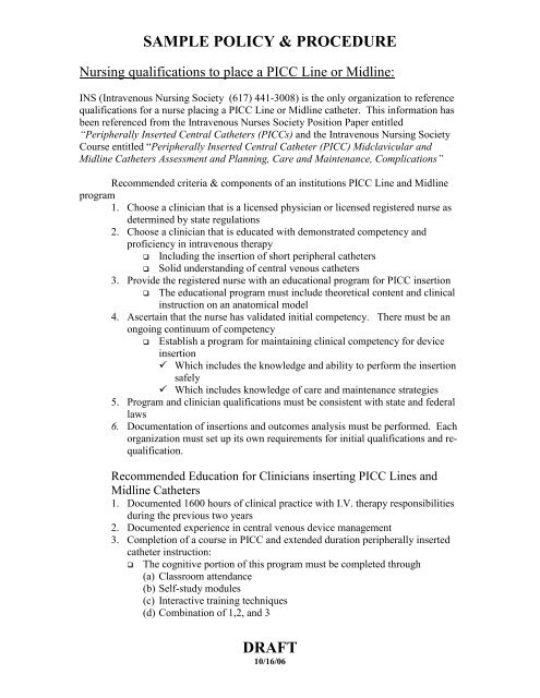 SAMPLE POLICY & PROCEDURE