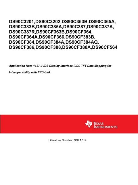 LVDS Display Interface (LDI) TFT Data Mapping ... - Texas Instruments
