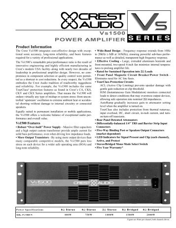 Pro Series 8001 power amplifiers Schematic set - Crest Audio