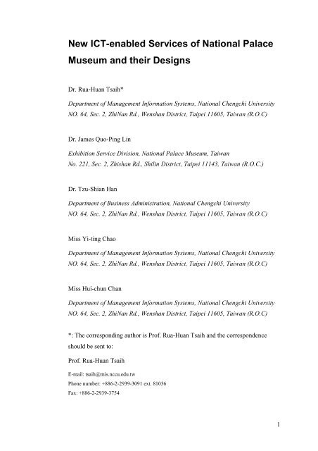 New ICT-enabled Services of National Palace Museum and their ...