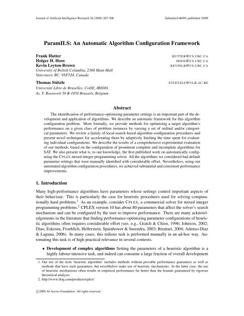 Paramils An Automatic Algorithm Configuration Framework