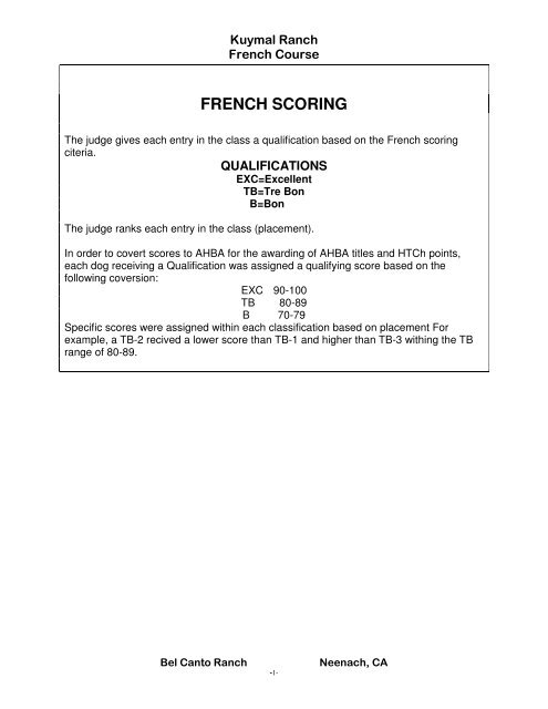 FRENCH SCORING - Jan.McAninch.Net