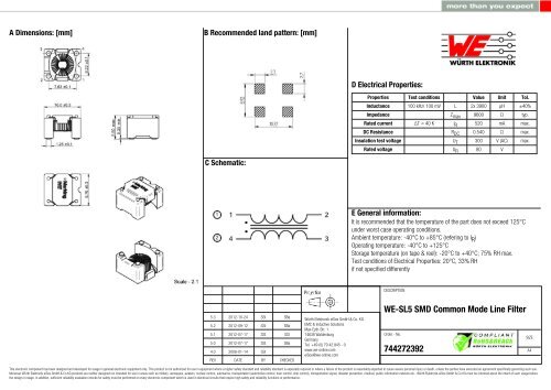 WE-SL5 SMD Common Mode Line Filter 744272392
