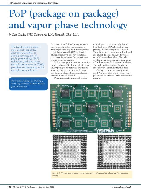 PoP (package on package) and vapor phase technology