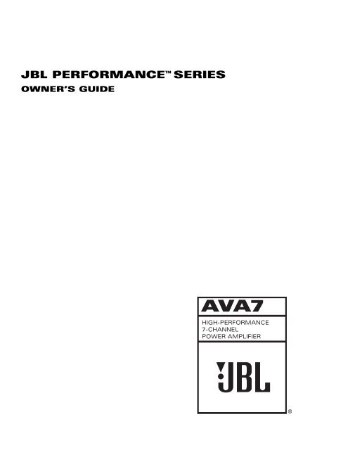 JBL PERFORMANCE™ SERIES - JBL.com