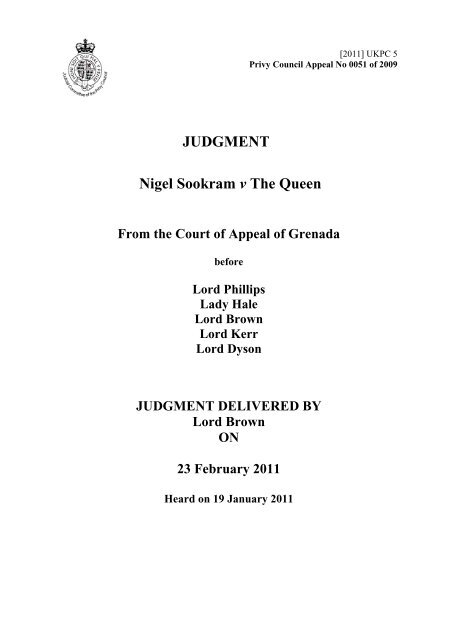 Nigel Sookram v The Queen