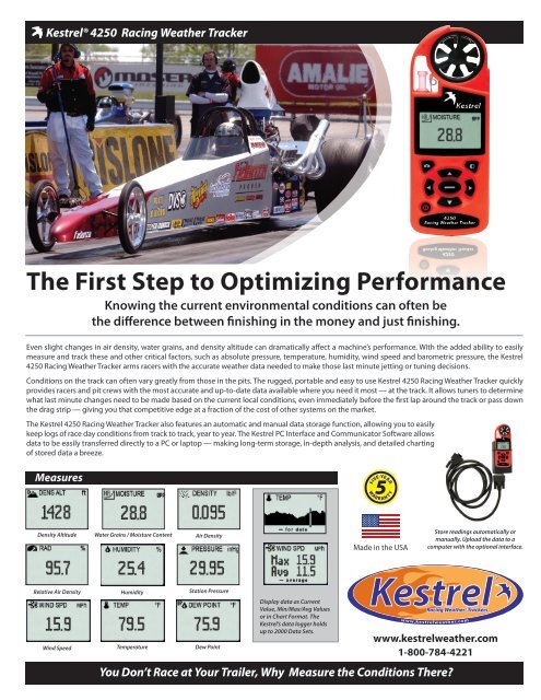 Kestrel 4250 Racing Weather Tracker Specs - Jegs