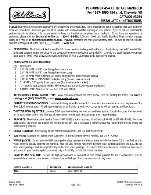 Installation Instructions for 3764 - Jegs