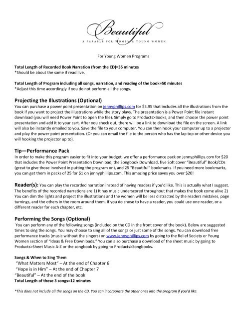 Projecting the Illustrations (Optional) Tip ... - Jenny Phillips